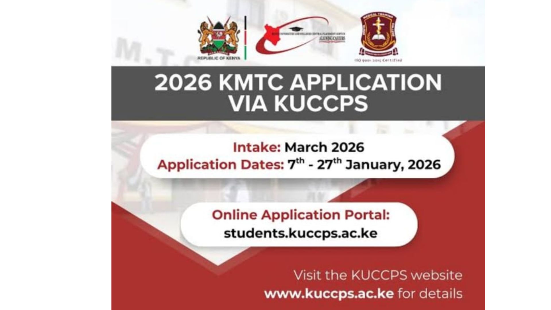KMTC Application 2026 - Elimu Centre